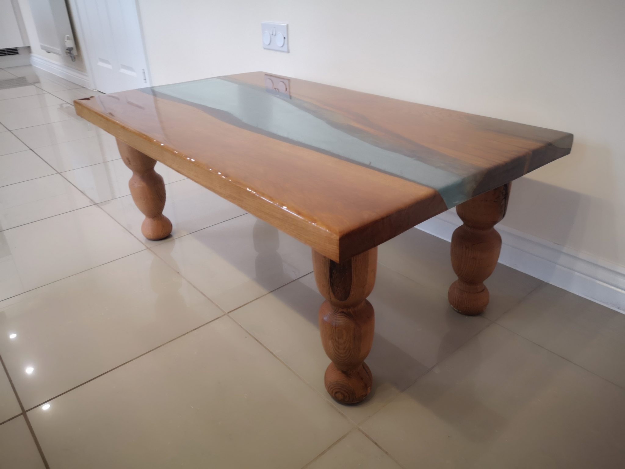 Aqua Translucent River Coffee Table – WoodFella's Bespoke Design